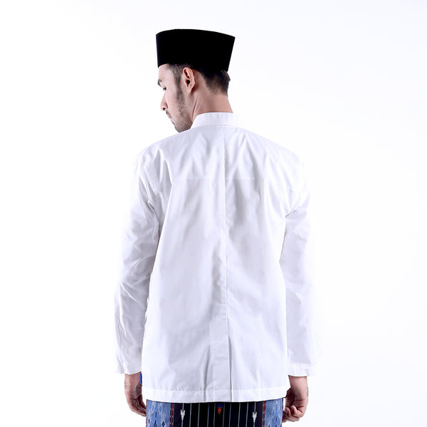 BHS Classic Habaib Koko Shirt with Amir Motif in White - Sarung Indonesia