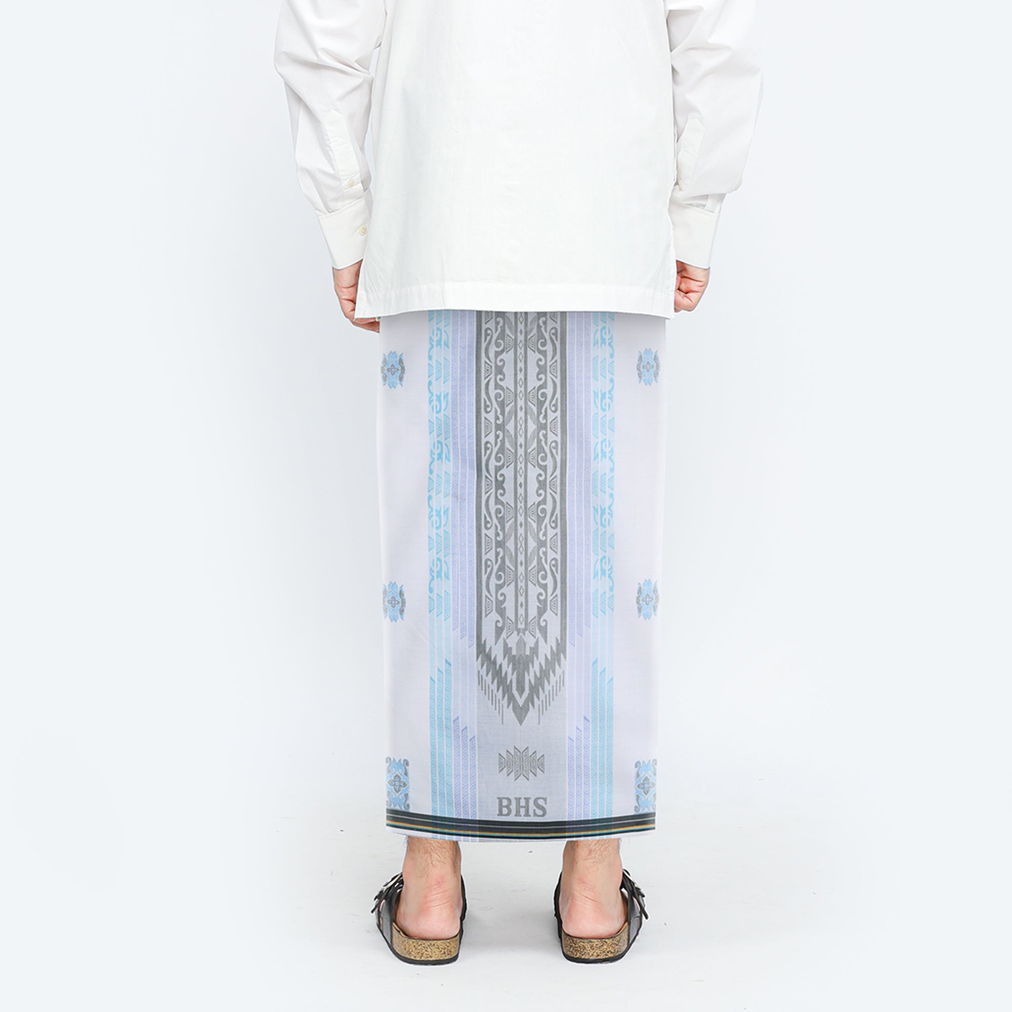 Sarung BHS Classic Gold Motif C48 JGB Putih Biru - Sarung Indonesia